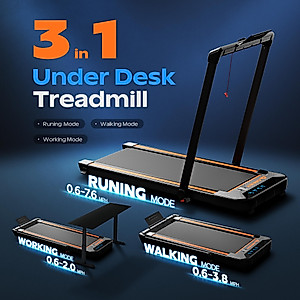 AIRHOT Walking Pad with Incline, Under Desk Treadmill for Home Office, 4 in 1 Portable Folding Treadmills, 2.5HP Low-Noise Treadmill LED Display for Walking Jogging Running