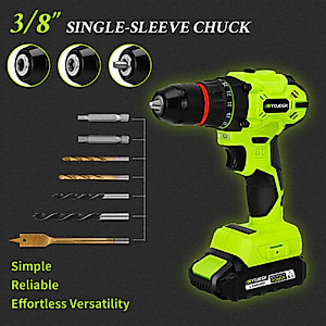 RYOJEGK Home Tool Set with Brushless Drill, 20V 119PCS Cordless Drill Tool Box with Battery, Tool Kit with Drill for Men & Woman, 24+1 Keyless Metal Chuck Brushless Drill Set for Household Repair Kit