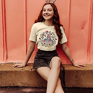 Magical Shirt for Women Magic Kingdom T Shirt Family Holiday Vacation Tee Castle Graphic Short Sleeve Tops Apricot