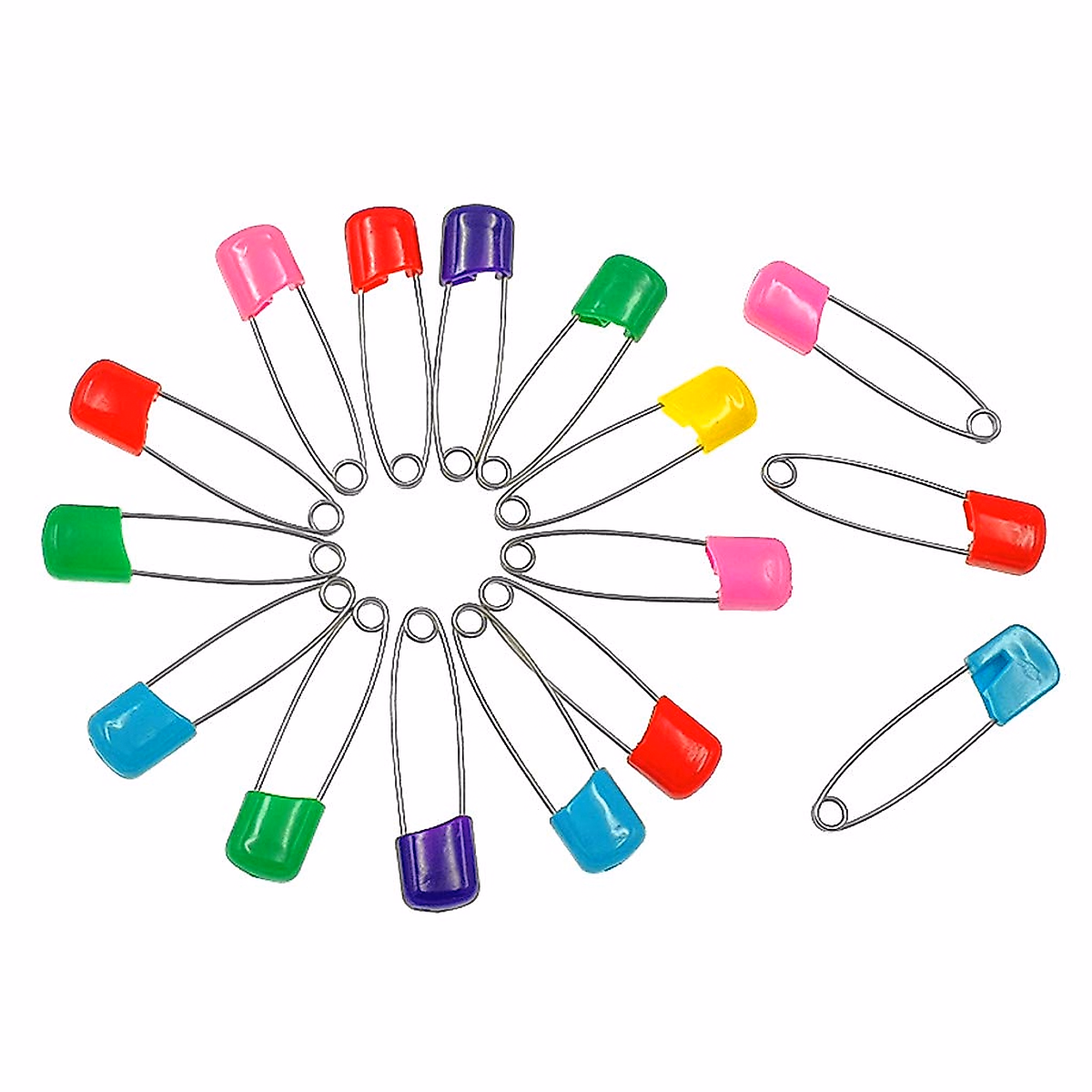 Kinteshun Baby Safety Pins,Kid Secure Clips Diaper Bib Nappy Pin with Safe Lock(50pcs,1.6 inches,7 Assorted Candy Colors)