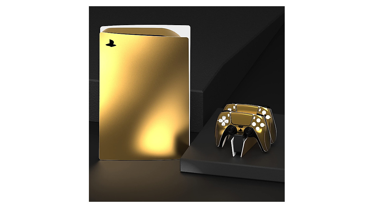 PlayVital Chrome Gold PS5 Disc Edition Skin Decal Set