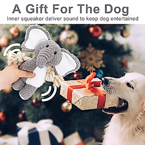 PAZ'S GIFT Dog Toys Cute Plush Elephant and pet Interaction Pulling, Soothing, Companionship, Sturdy Indoor Puppy Toys, Dog Squeaky Toys, Puppy, or Small, Medium Dog Teething or chew Toys