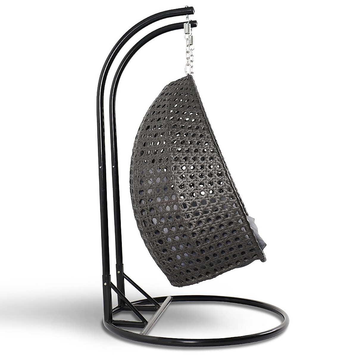 Island Gale® Luxury 2 Person Wicker Swing Chair ((2 Person) X-Large, Charcoal Rattan/Charcoal Cushion)