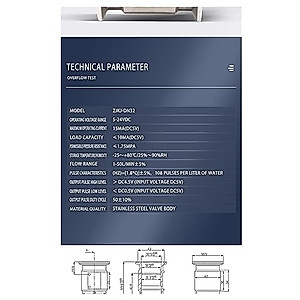 XAXAX Water Flow Meter, Water Flow Sensor, Stainless Steel Meter, Beer Machine, Beverage, Farmland Irrigation, Large Pipe Diameter DN32,Gallon, QTS, PTS, L, m³