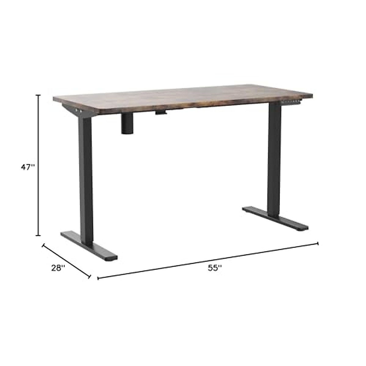 FLEXISPOT EN2 Whole-Piece Standing Desk with Clamp Power Strip, 55 x 28 Electric Stand Up Height Adjustable Desk with Cable Management (Black Frame + 55" Rustic Brown Desktop, 2 Packages)