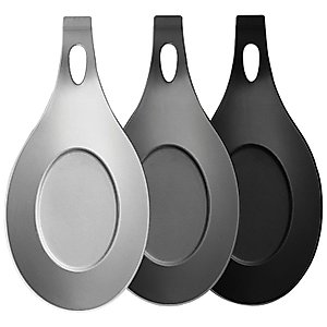 3 PCS Spoon Rest for Stove Top, Heat Resistant Flexible Silicone Kitchen Utensil Rest Ladle Spoon Holder for Stove Top – for Cooking Spatula, Ladle, Brush(Black, Dark Grey, Light Grey)