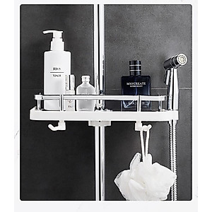 OYNAN Punch-free Multi-function Storage Rack, 2-in-1 Liftable Shower Rack Organizer (Black,Round)
