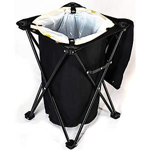 TrashMigo Portable Trash Can - Collapsible, Indoor/Outdoor Trash Bag Holder for Garbage - Durable Trashcan for Beach, Camping, Tailgate, Picnic and More... (Black) (01)