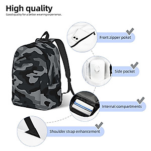 Duduho Camouflage Camo Grey Backpack 15.7 Inch Laptop Backpack Travel Hiking Daypack Multipurpose Book Bag For Men Women Teens Boys Girls