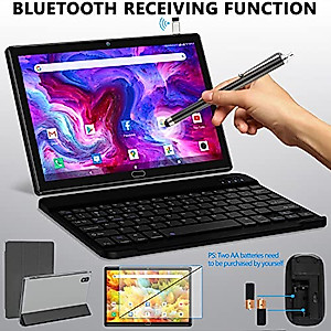 2023 Newest Android 11.0 Tablet, 2 in 1 Tablet 10.1 Inch, 4G Cellular Tablet with Keyboard, 64GB ROM + 4GB RAM, Octa-Core Processor, 2 Sim Slot, 13MP Camera, GPS/ WIFI/ Bluetooth/ Mouse/ Stylus(Black)