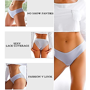 Sth Big Sexy Cheeky Underwear for Women Lace Bikini Panties Ladies No Show Hipster V-Waist Multi-Pack