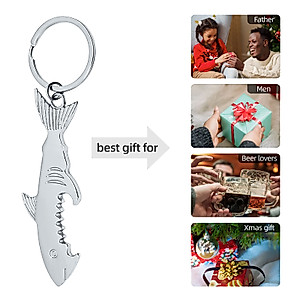 ITZH Shark Style Metal Bottle Opener Keychain Accessories,Gift for Dad Boyfriend Husband Grandpa Uncle, Cool Gadgets Christmas Stocking Stuffers, Birthday Anniversary (1pcs), 3.25 x 1.18 x 0.1 inches