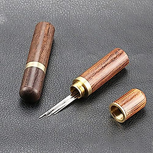 NC Wooden Durable Safety Storage Case Hand Sewing Embroidery Needle Organizer Box Brown Coffee