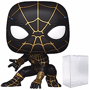 Spider-Man POP Marvel No Way Home - Spiderman in Black and Gold Suit Funko Pop! Vinyl Figure (Bundled with Compatible Pop Box Protector Case), Multicolor, 3.75 inches