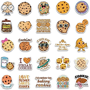 Cute Cookies Stickers for Kids, I Love Cookies Stickers, 50PCS Kawaii Snack Sticker Pack, Waterproof Vinyl Stickers for Water Bottle, Laptop, Scrapbook, Skateboard, Party Supplies