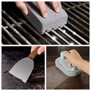 ZBXFCSH 15 Piece Griddle Cleaning Kit for Blackstone Flat Top Griddle, Grills Cast Iron Cookware, Stovetops and More, Easy to Clean on Hot or Cold Surfaces, Scraper, Pads and Handle Included