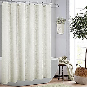 KOUFALL 96 Inch Shower Curtain,Natural Linen Waterproof Modern Boho Farmhouse Fabric Extra Long Shower Curtains for Bathroom Set with Hooks,72 x 96 in Length,Cream Beige