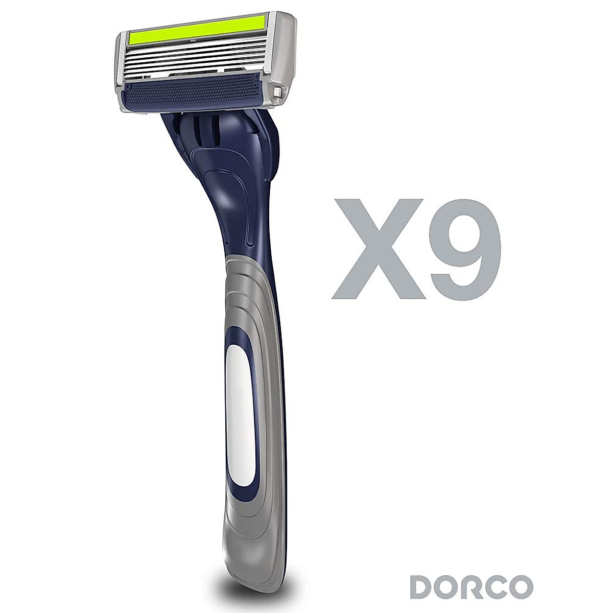 Dorco Pace 6 Plus - Six Blade Disposable Razors with Trimmer - Value Pack (9 Disposable Razors)