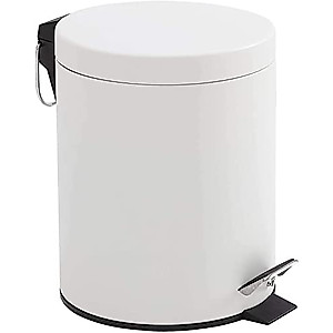 Addison Home 1.3 Gallon / 5 Liter, Steel Step Trash Can with Removable Inner Bucket, Matte White