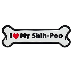 Dog Bone Shaped Car Magnets: I Love My Shih-Poo Shihpoo