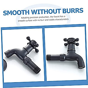 Gadpiparty 4pcs Wall Mount Basin Faucet Kitchen Wall Mount Faucet Tub Accessories for Bathtub Black Shut Off Valve Wall Mount Mop Pool Tap Boat Tap Single Cold Water Bar Sink Copper