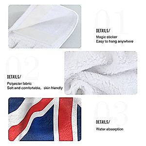 UK England Flag Union Jack Hanging Hand Towels 2 Pack for Kitchen Bathroom, Soft Absorbent Coral Fleece Tie Towel Thick Microfiber Dish Towel Washcloth Machine Washable with Loop