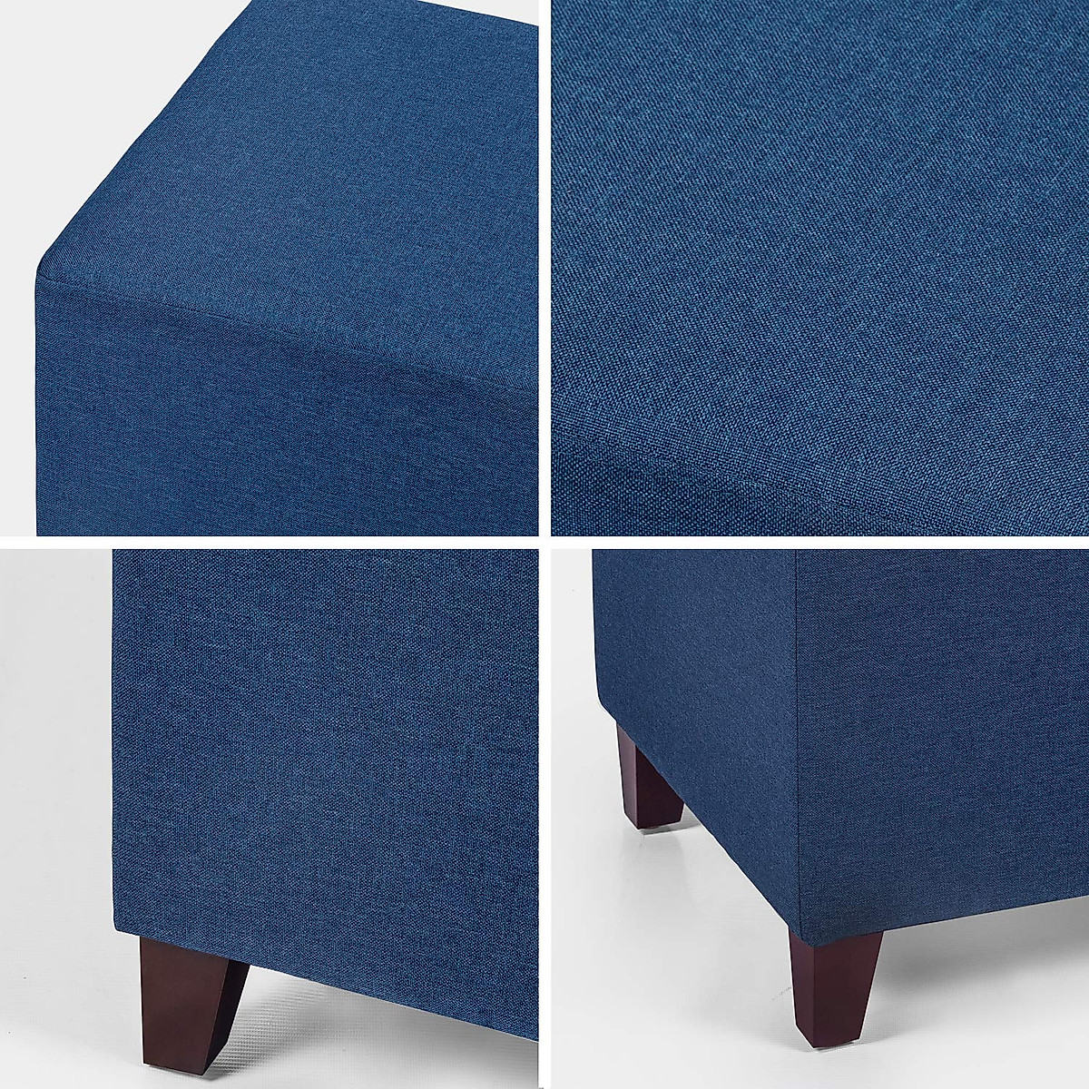 Adeco Simple British Style Cube Footstool Ottoman bench foot rest, 16x16x16, Blue