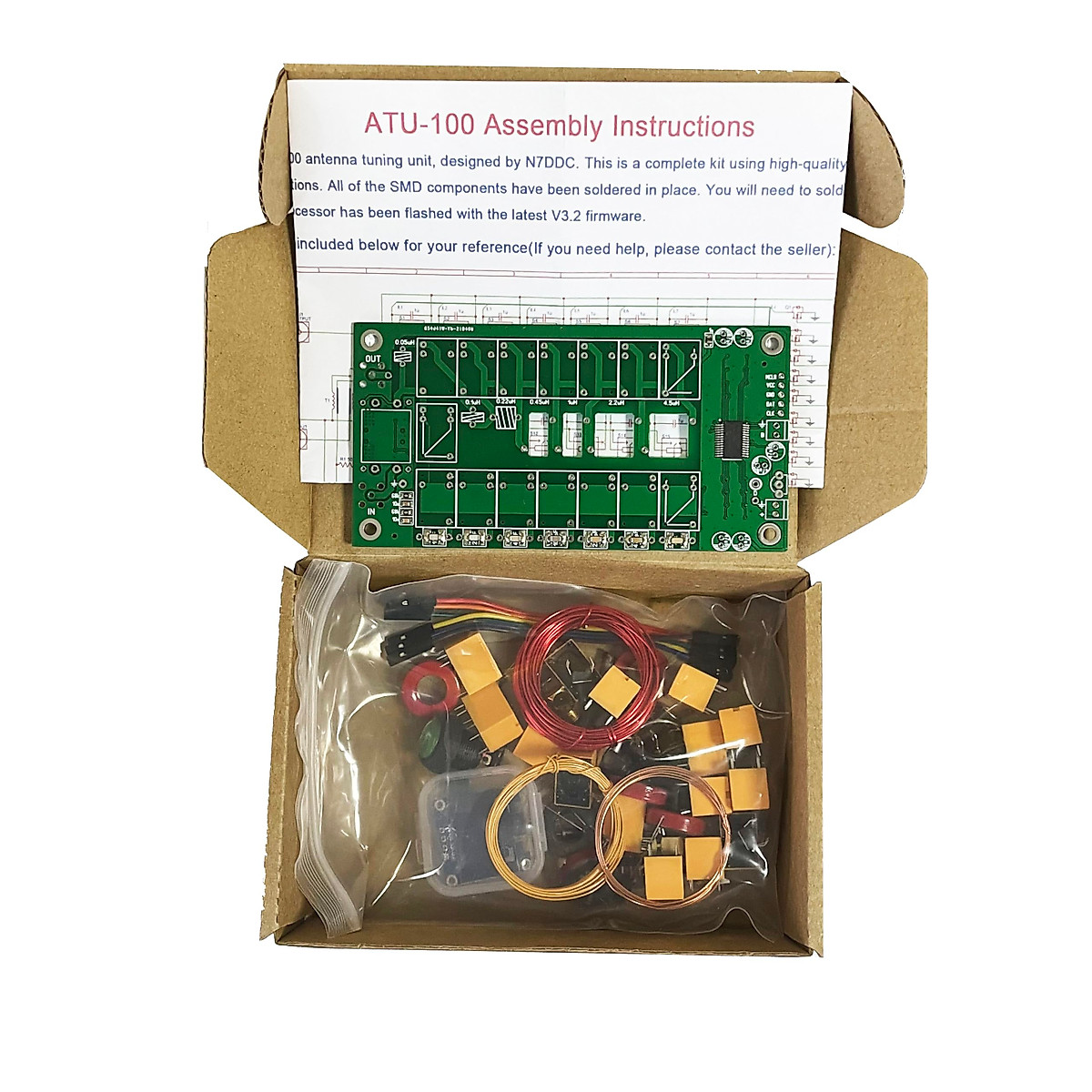 Malahit ATU-100 Antenna Tuner DIY Kits 1.8-50MHz atu100 Automatic Antenna Tuner by N7DDC 7x7 0.96 Inch OLED SMT and chip soldered 3.2 Version Firmware Programmed Unassembled