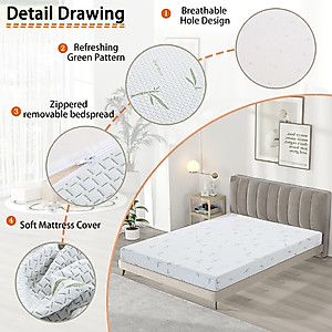 KYLE & KAY King Foam Mattress, Medium Firm Green Tea Gel Mattress, 8 Inch Memory Foam Mattress for Boys, Girls, Mattress in A Box, CertiPUR-US Certified Mattress, 76 x 80in, White