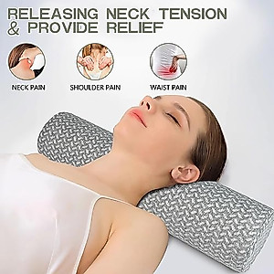 JOYENERGY Cervical Neck Roll Foam Pillow, Round Neck Support for Sleeping, Bolster with Removable Washable Cover, Ergonomical for Neck, Back, Legs, Ideal for Spine and Neck Support (4"x17")