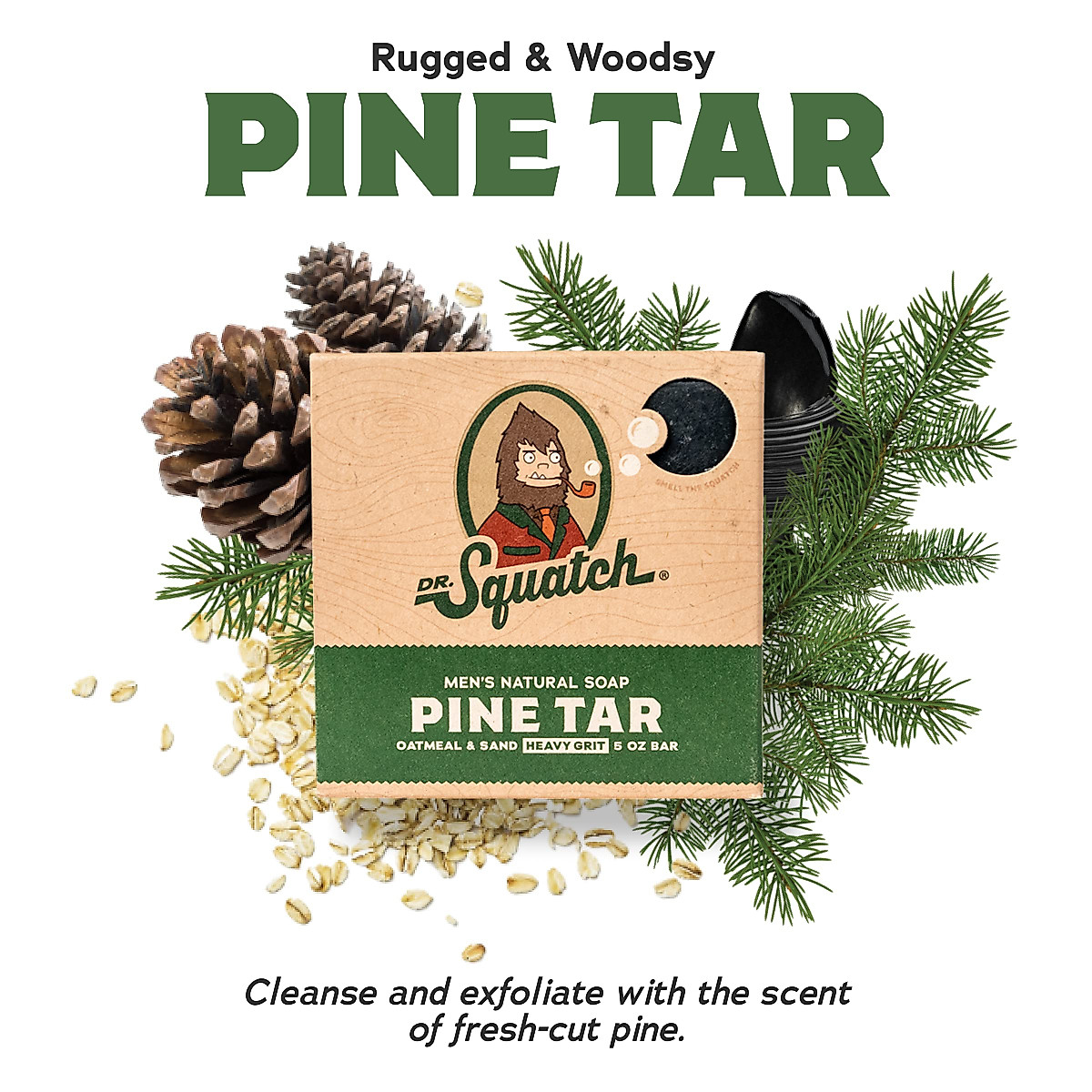 Dr. Squatch All Natural Bar Soap for Men, 5 Bar Variety Pack - Pine Tar, Wood Barrel Bourbon, Birchwood Breeze, Spearmint Basil, and Eucalyptus Greek Yogurt