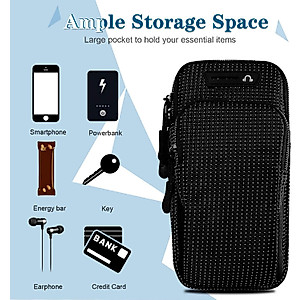 KAHEAUM Phone Holder for Running Armband Cell Phone Holder iPhone 15 14 13 12 11 Pro Max Xs SE Mini Xr X 8 7 6 Plus Galaxy S24 S23 S22 Note 20 10 Sleeve Key Pouch,Workout Arm Band Sports Exercise Gym