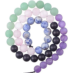 Massive Beads 140PCS 6MM Natural Crystal Beads Matte Mixed Stones Gemstone Round Loose Energy Healing Beads with Free Crystal Stretch Cord for Jewelry Making (Matte Mixed Stones, 6MM)
