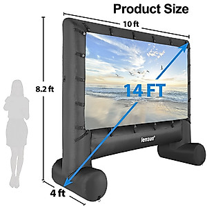 Pro 14 Feet Inflatable Outdoor Movie Projector Screen, Outdoor Blow Projection Screen Mega Projector Screen for Front and Rear Projection - Includes Inflation Fan, Base Stakes, Tie-Downs & Storage Bag
