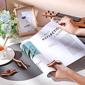 3 Pieces Assorted Size Wooden Book Page Holder, Wooden Thumb Bookmark Novel Reading Ring Accessories Presents for Readers Book Lovers Bookworm Literary Presents (Dark Brown)