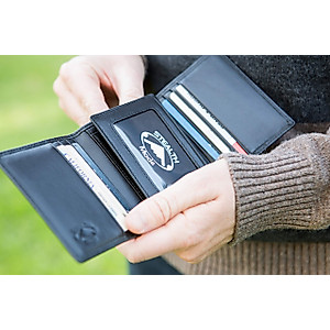 Stealth Mode Leather Trifold RFID Wallet For Men With Flip Out ID Holder