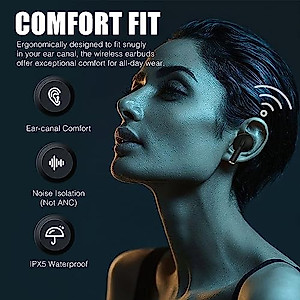 beiwin Wireless Earbuds, 5.3 Bluetooth Stereo Earbuds with Built-in Microphone, Smart Touch Control Wireless Headphones for iPhone/Samsung/iOS/Android