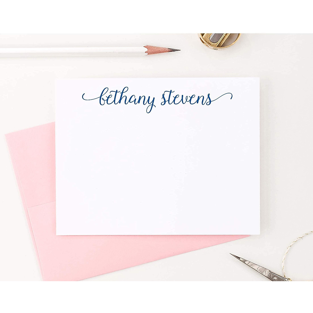 Personalized Stationery for Women, Modern Script FLAT Note Cards with Envelopes, Personalized Stationary Set for Women, Your Choice of Colors and Quantity