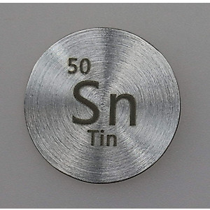 Tin (Sn) 24.26mm Metal Disc 99.9% Pure for Collection or Experiments