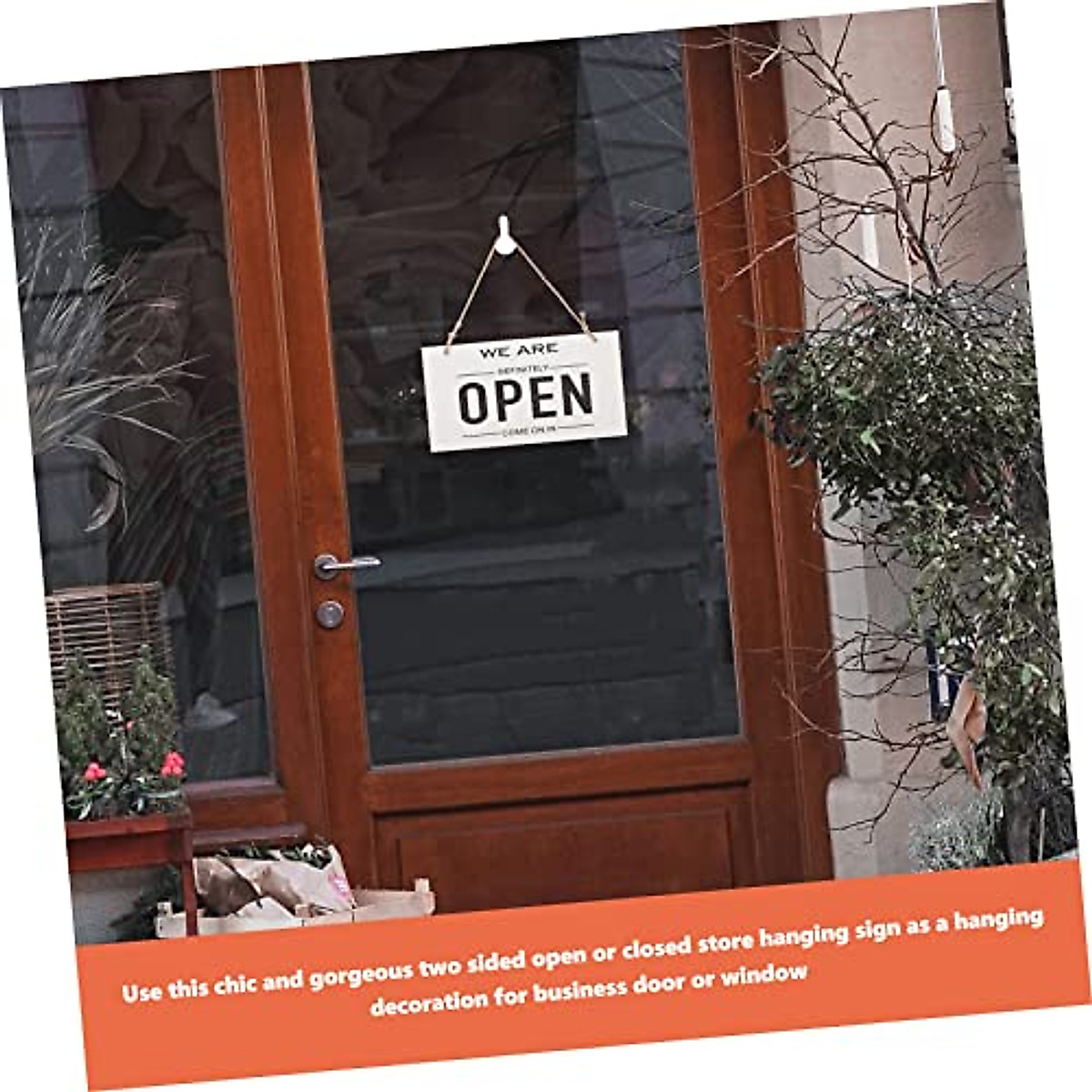 Double-sided business listing open signs for business open closed sign cafe wall art neon open sign business supplies front door wall signs Christmas Work Wooden white Ornament