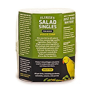 Fluker's Salad Singles All Natural Veggie Bird Mix - Just Add Water, Each Pack Makes 2oz of Food, Great for Parakeets, Cockatiels, Conures, and Parrots, 3 Pack 0.65oz