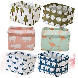 MAGICLULU 6pcs Cartoon Storage Basket Cotton Linen Basket Storage Holder Storage Container