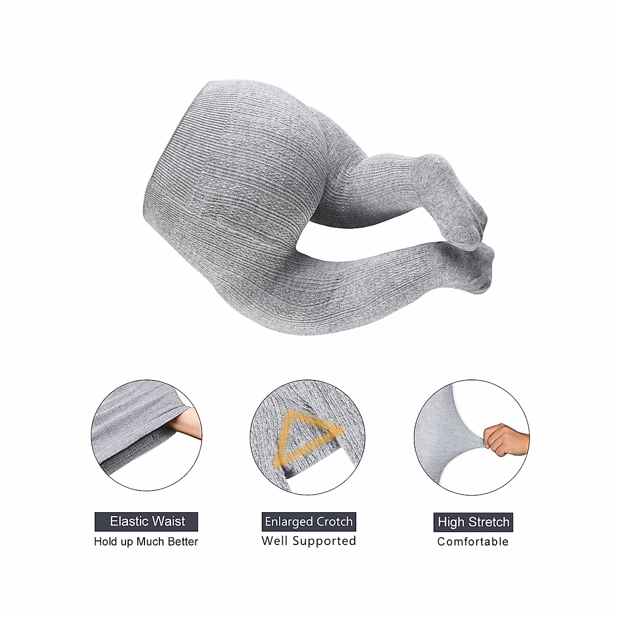 Petrass Baby Girls Cable Knitted Tights Infant Full-Footed Seamless Cotton Tights New-born Girls Seamless Leggings (Black/Ivory/Grey, 0-3 Months)