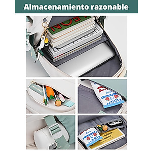 ooibnn Kawaii Backpack With Cute Accessories Spine Protection Anti-thief Cute Aesthetic Book Bag (Brown)