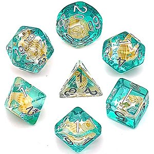 Blue Ocean Seashell DND Resin Dice Set for Dungeons and Dragons, D&D, D20, D and D, Polyhedral Resin Dice, Dungeons and Dragons Gifts, Accessories