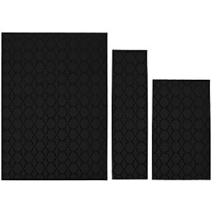Garland Rug Sparta 3 Piece Area Rug Set (5'x7', 3'x4', 24"x60") Black