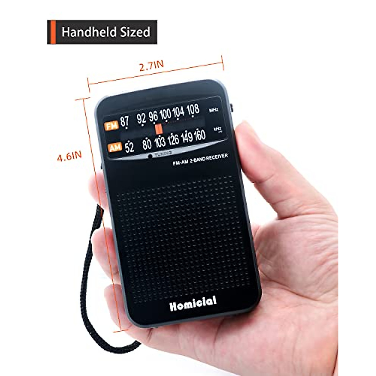 Battery Operated Transistor Radio, AM/FM Pocket Radio with Loud Speaker, Earphone Jack, Best Reception Long Antenna for Walking, Running, Camping, Jogging – Portable Radios Powered by 2 AA Batteries