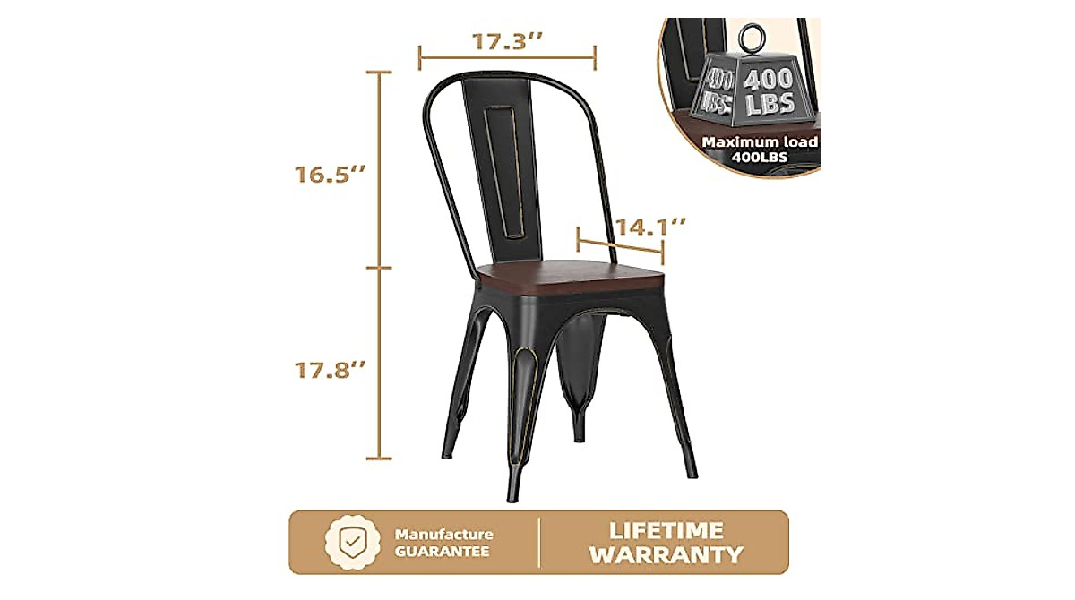 Shahoo Metal Dining Chairs - Stylish & Stackable Set of 4