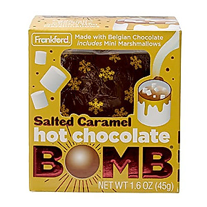 Frankford Salted Caramel Hot Chocolate BOMB, Individually wrapped, Melting Milk Chocolate Ball with mini Marshmallows Inside, Net weight 1.6 oz, Easter Basket Stuffers for Kids Girls Boys Teens Adults