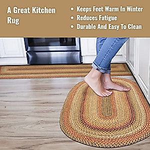 Homespice 20x30” Multi Color Oval Braided Rug. Kingston Brown and White Jute Oval Rug. Uses- Entryway Rugs, Kitchen Rugs, Bathroom Rugs. Reversible, Rustic, Country, Primitive, Farmhouse Decor Rug